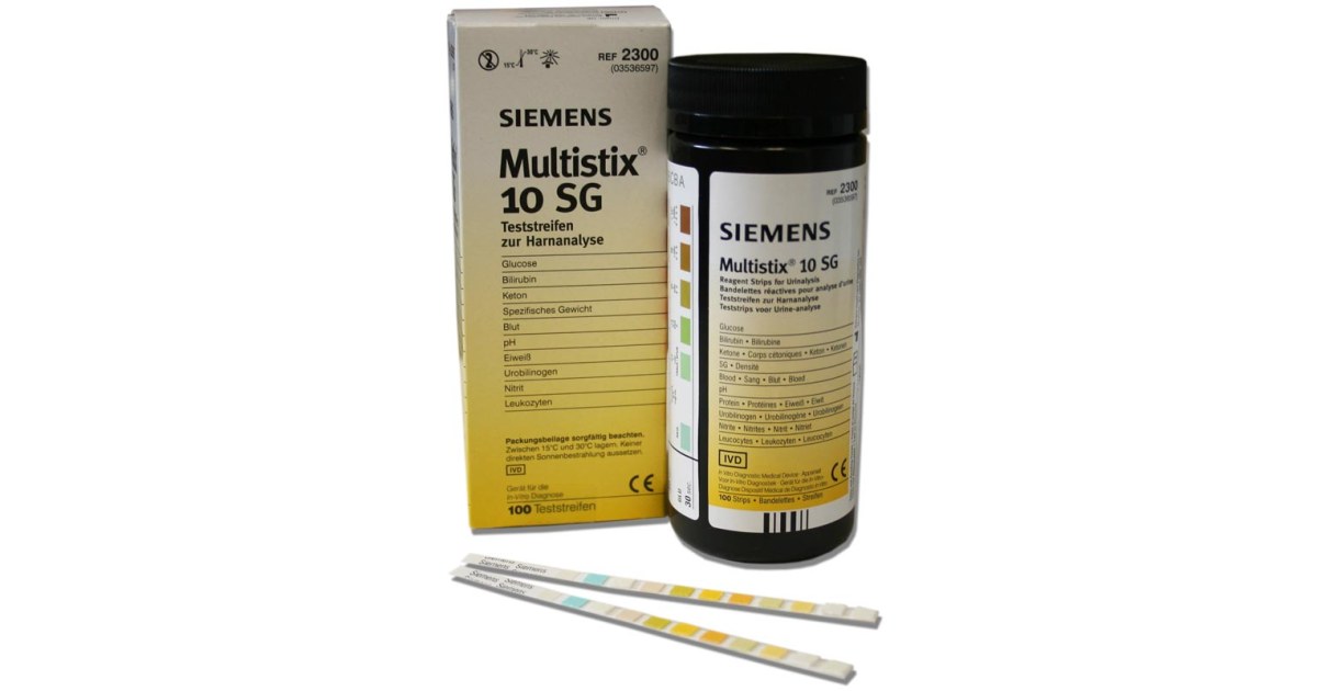 Ταινίες μέτρησης ούρων 10 παραμέτρων Multistix 10SG Siemens 100 τεμάχια ...