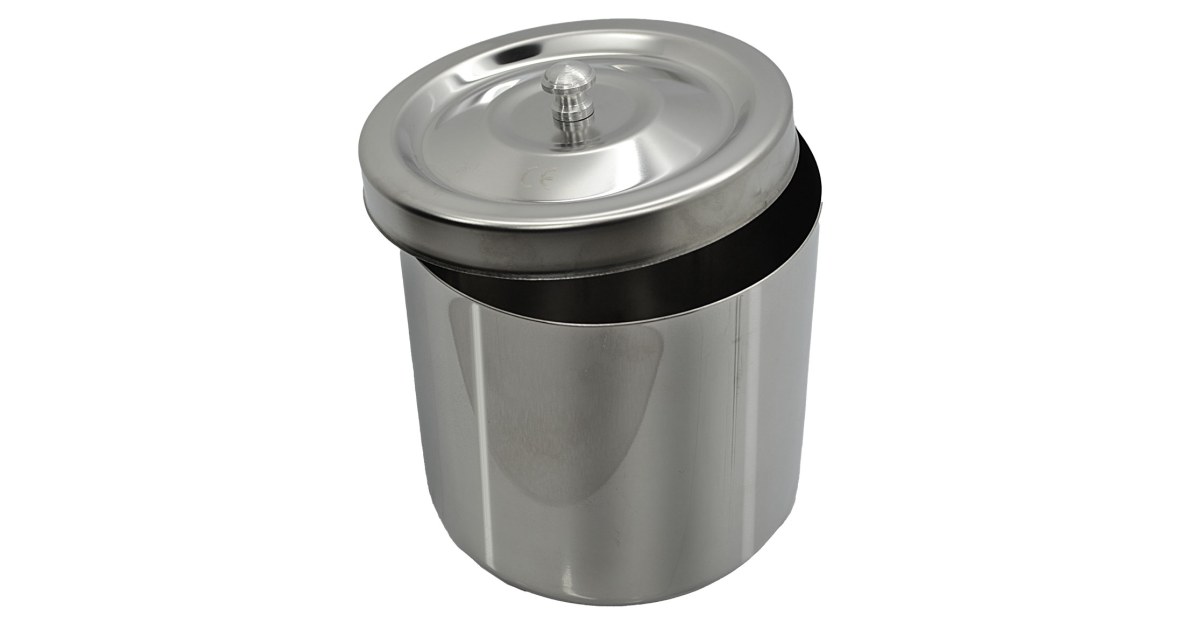Office stainless steel cotton container | 100x100 mm with lid | Δίγκας ...