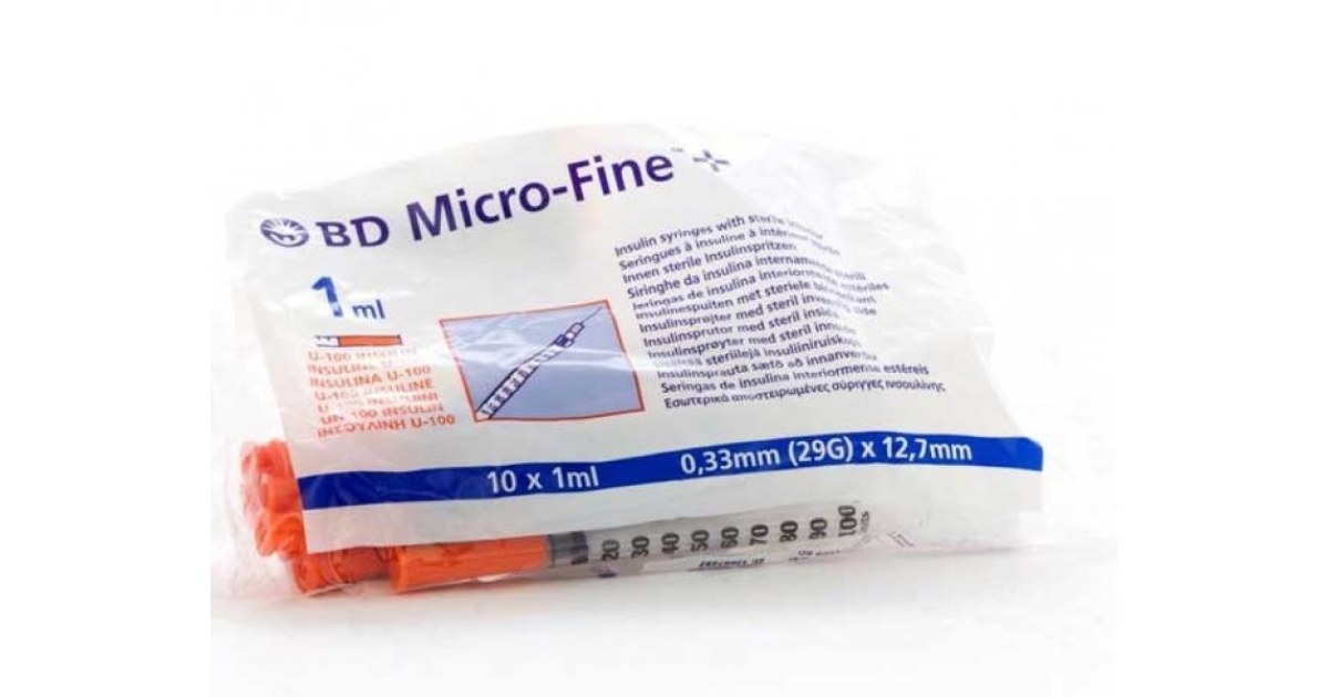 BD Micro-Fine insulin syringe 1ml 29G x 12.7mm 100 pieces | Δίγκας Γ ...