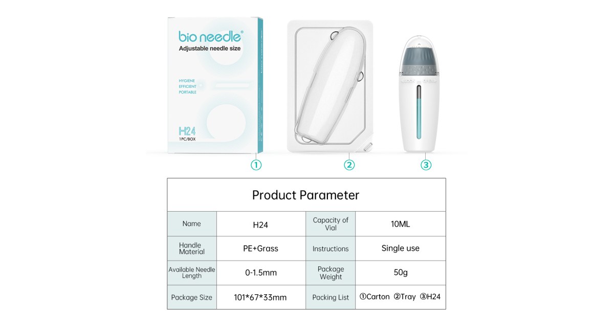 Συσκευή μεσοθεραπείας με βελόνα ρυθμιζόμενου βάθους H24 Bio Needle ...
