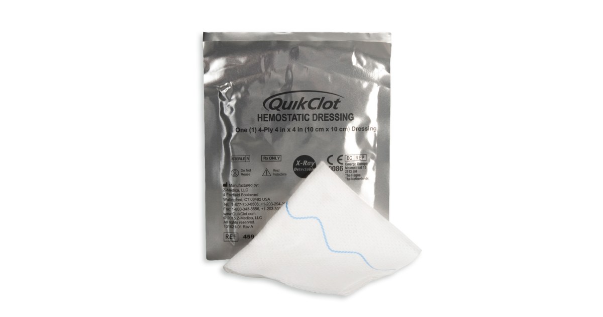 QUIKCLOT hemostatic dressing 10x10cm 4ply REF301 | Δίγκας Γ. Ιατρικά