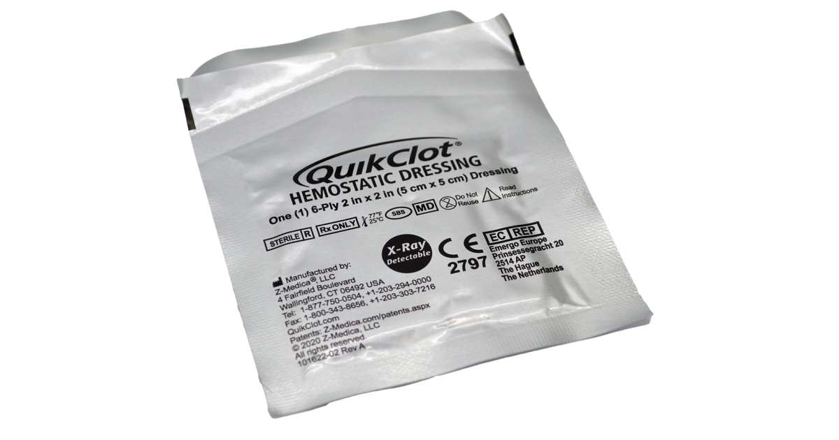 QUIKCLOT hemostatic dressing 5x5cm 4ply REF302 | Δίγκας Γ. Ιατρικά