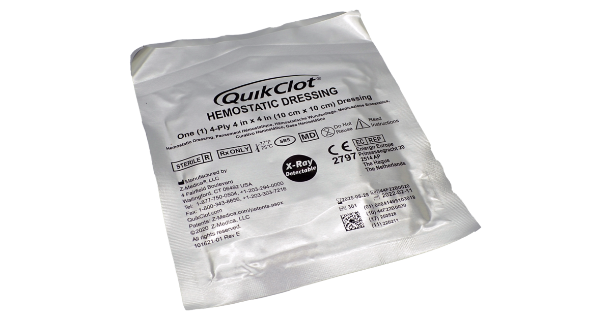 QUIKCLOT hemostatic dressing 10x10cm 4ply REF301 | Δίγκας Γ. Ιατρικά