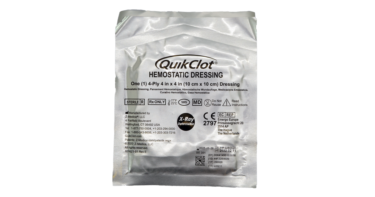 QUIKCLOT hemostatic dressing 10x10cm 4ply REF301 | Δίγκας Γ. Ιατρικά