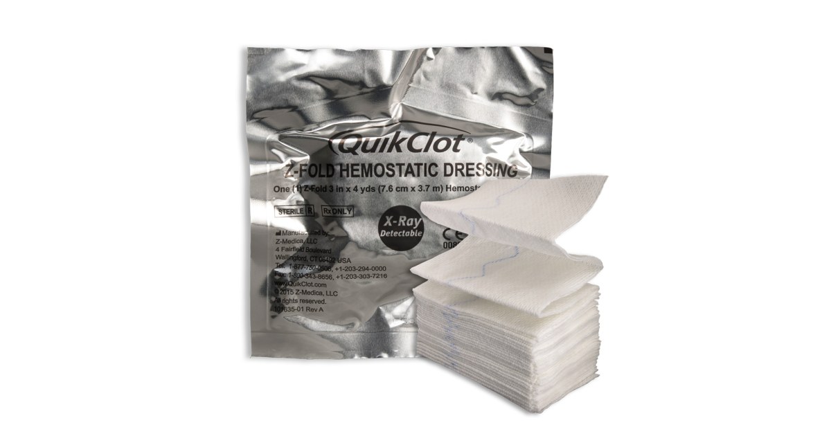 QUIKCLOT Z-Fold hemostatic dressing 7.6x3.7cm REF632 | Δίγκας Γ. Ιατρικά