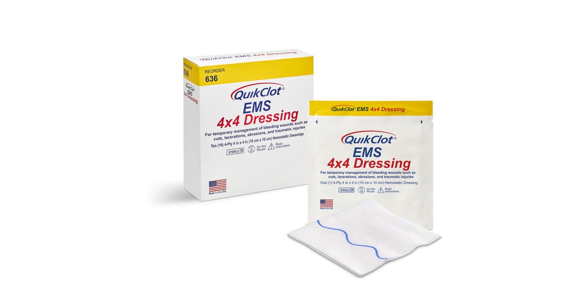 Quickclot haemostatic dressing 10x10cm 4ply REF636 | Δίγκας Γ. Ιατρικά