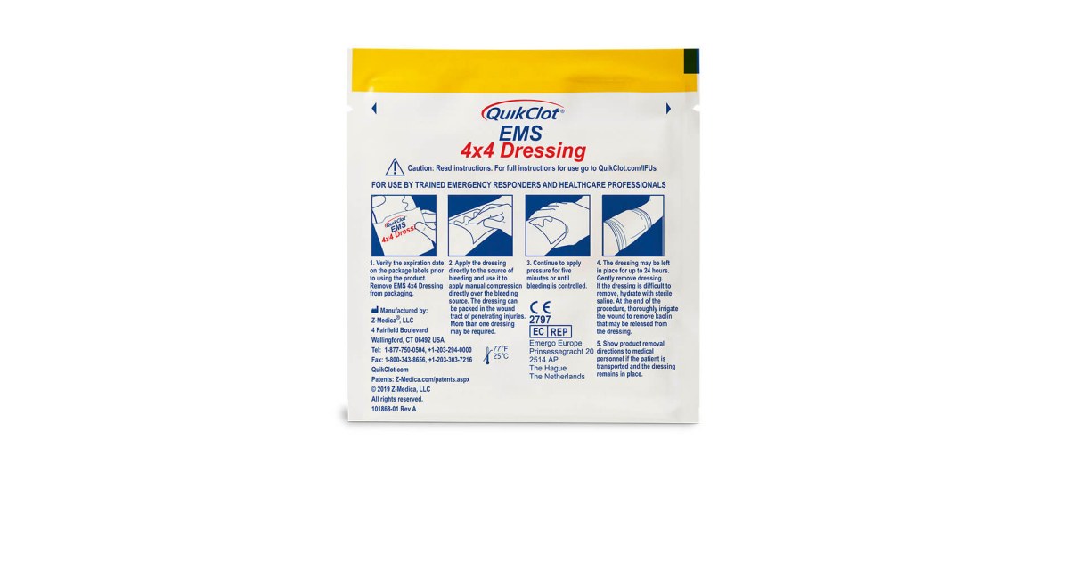 Quickclot haemostatic dressing 10x10cm 4ply REF636 | Δίγκας Γ. Ιατρικά