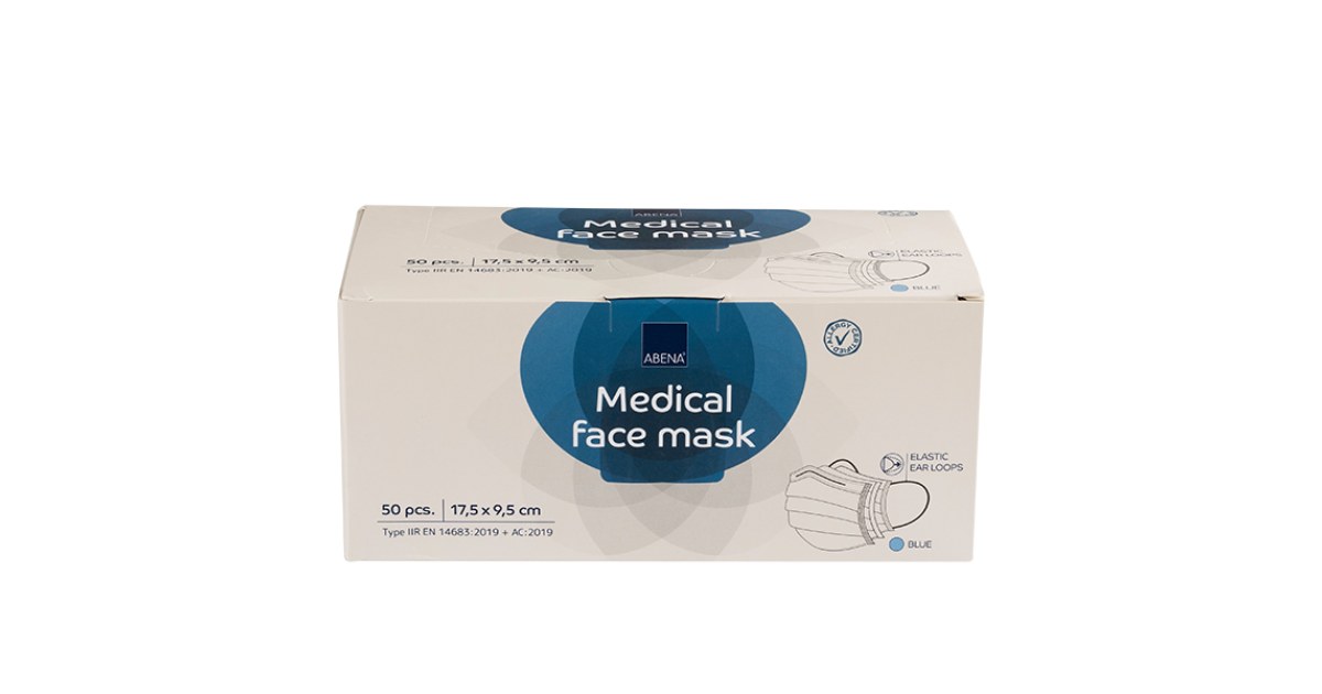 Face Mask 3-ply Type IIR (98%) 50 pcs EN14683 TYPE IIR ABENA | Δίγκας Γ ...