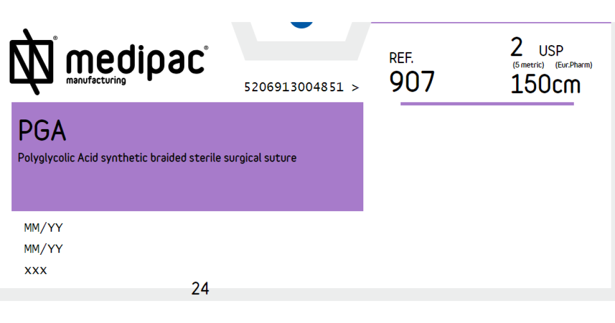 Absorbable Sutures P.G.A Medipac 4/0 2/0 907 150cm, without needle ...