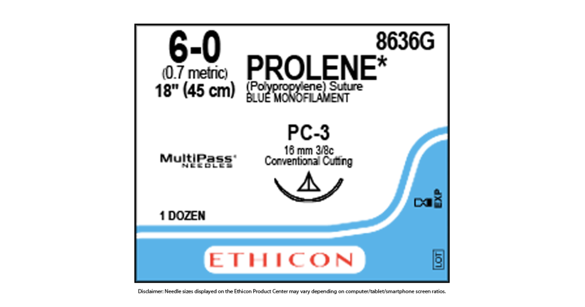 Prolene Non Absorbable Sutures 6/0 15mm 45cm 8636G (W523) | Δίγκας Γ ...